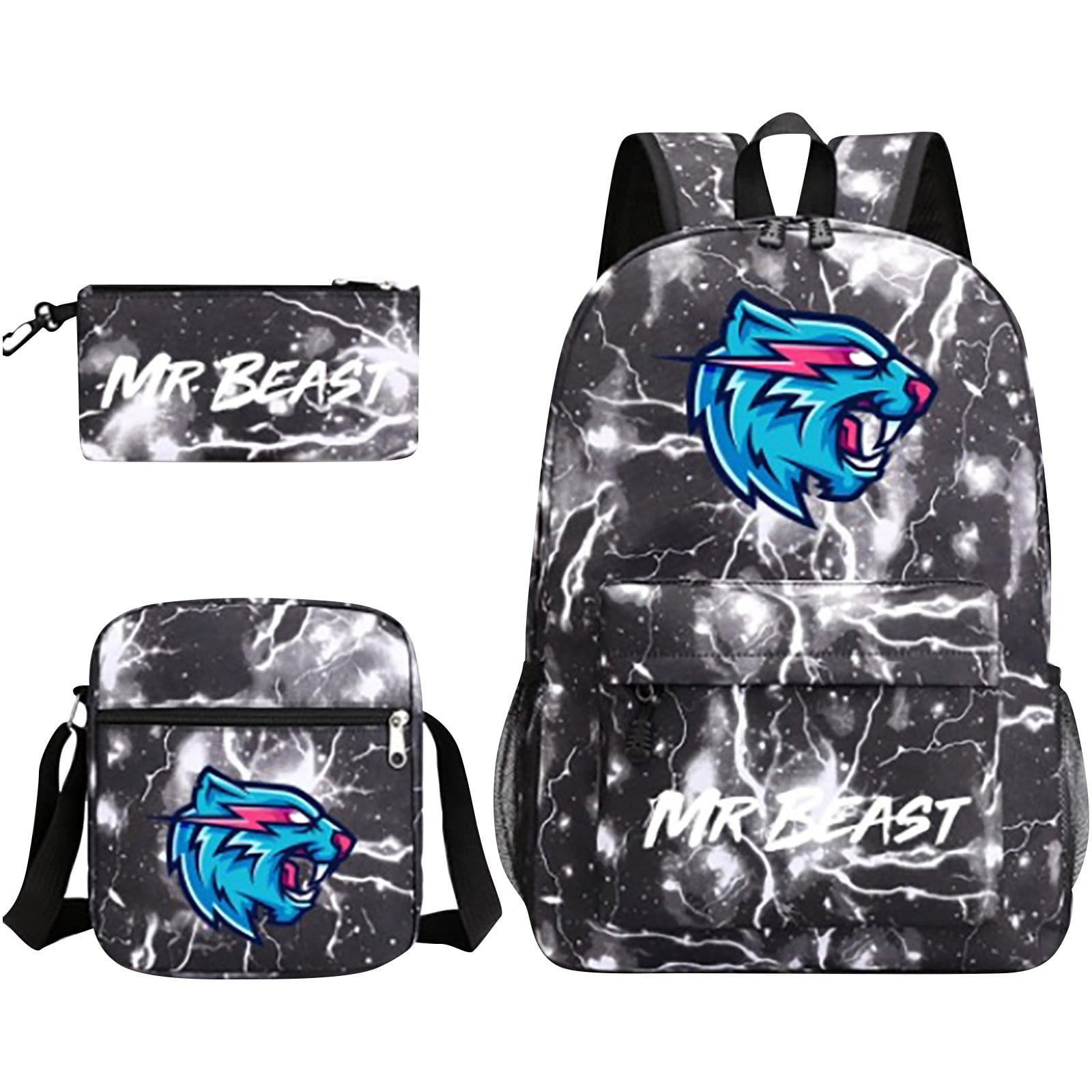3pcs Mr Beast Backpack for Students - Cute Cartoon Printed Backpack ...