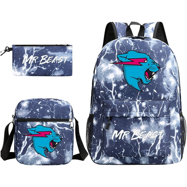 3pcs Mr Beast Backpack for Students - Cute Cartoon Printed Backpack ...