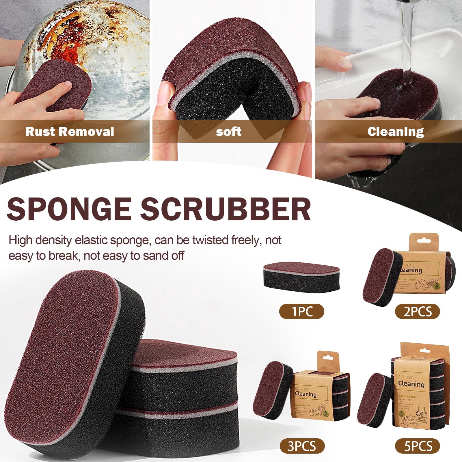 3pcs Multi-functional Double-sided Cleaning Sponge Eraser Pad ...