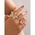 3pcs Multicolor Stainless Steel Flower And Heart Ring Set For Women ...