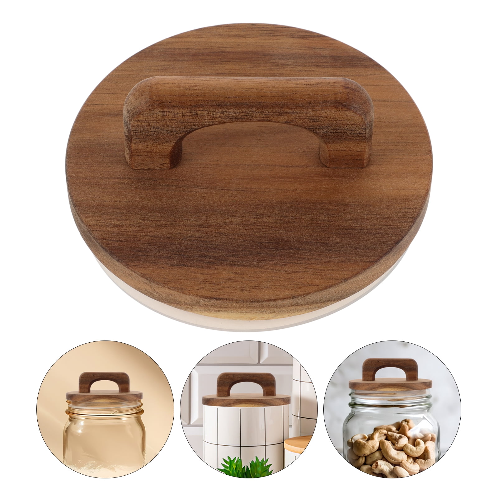 ETEREAUTY 3Pcs Airtight Wooden Jar Lids with Silicone Seal for Home ...