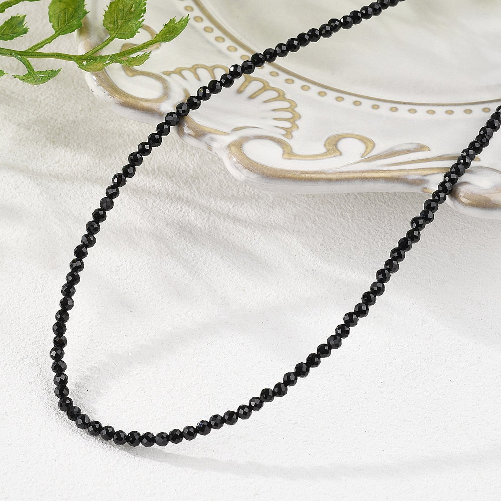 3pcs Natural Black Spinel Beaded Necklaces with Brass Lobster Claw ...