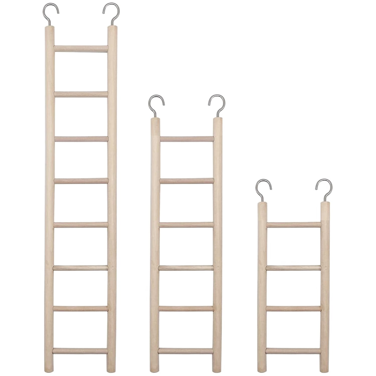 3pcs Natural Wooden Bird Ladder Birdie Basics Perch for Cage Parrots ...