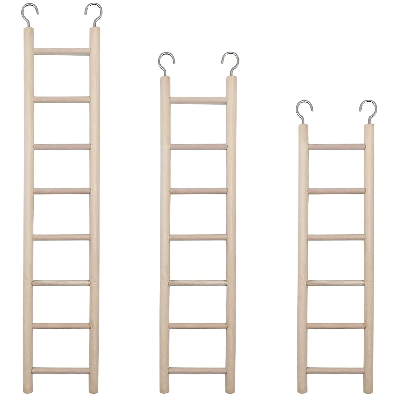 3pcs Natural Wooden Bird Ladder Birdie Basics Perch for Cage Parrots ...