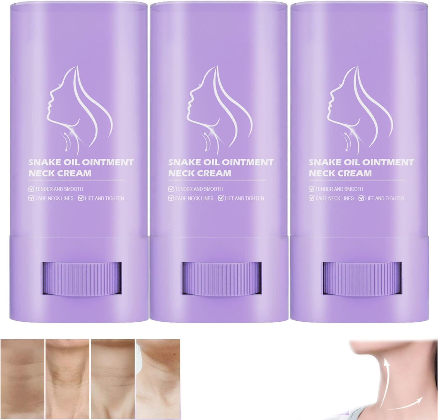 3pcs Neck Care Stick, Neck Firming Cream Tightening Stick, Snake Oil ...