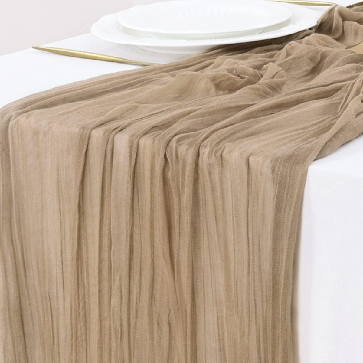 3pcs Nude Brown Cheesecloth Table Runner Summer Boho Rustic Gauze 120 ...