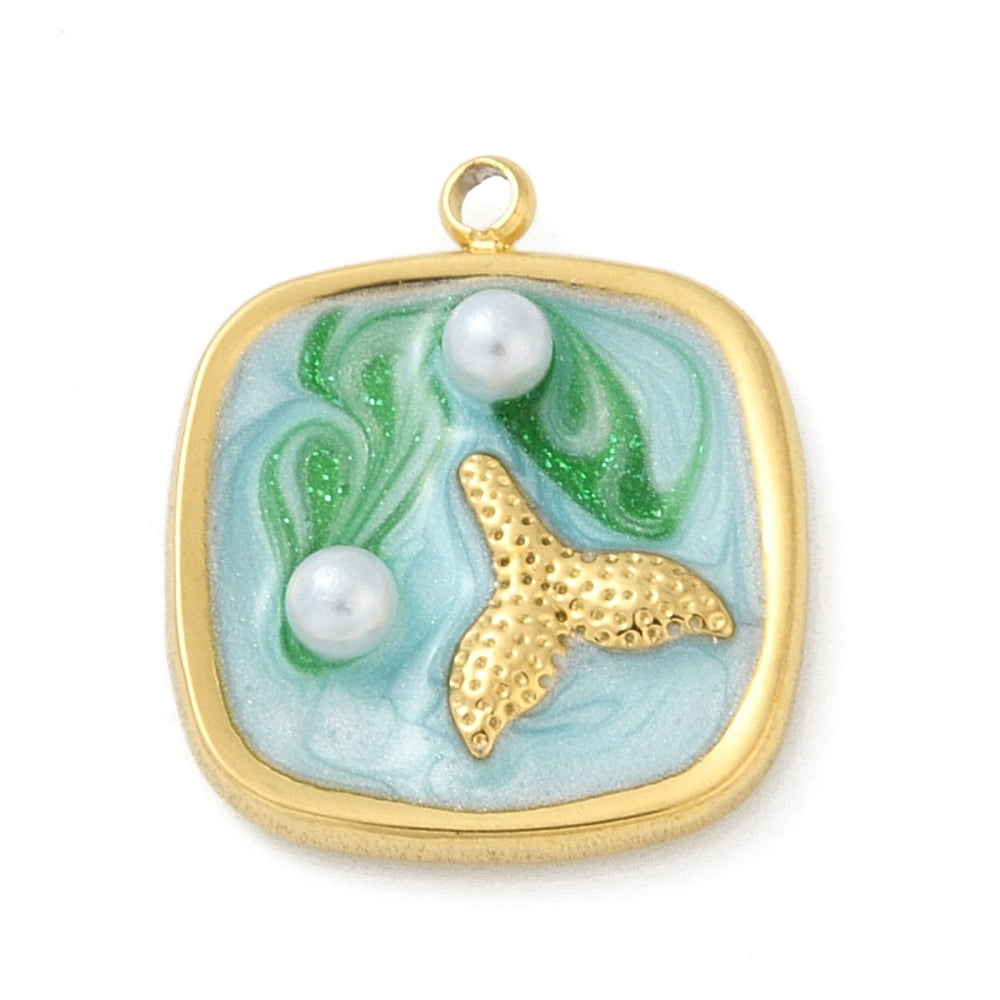 3pcs Ocean Theme 304 Stainless Steel Enamel Pendants with Plastic ...
