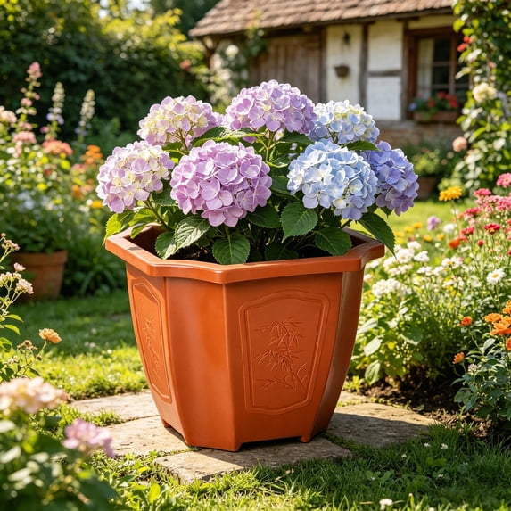3pcs Octagonal Thickened Plastic Flower Pots with Premium Imitation ...