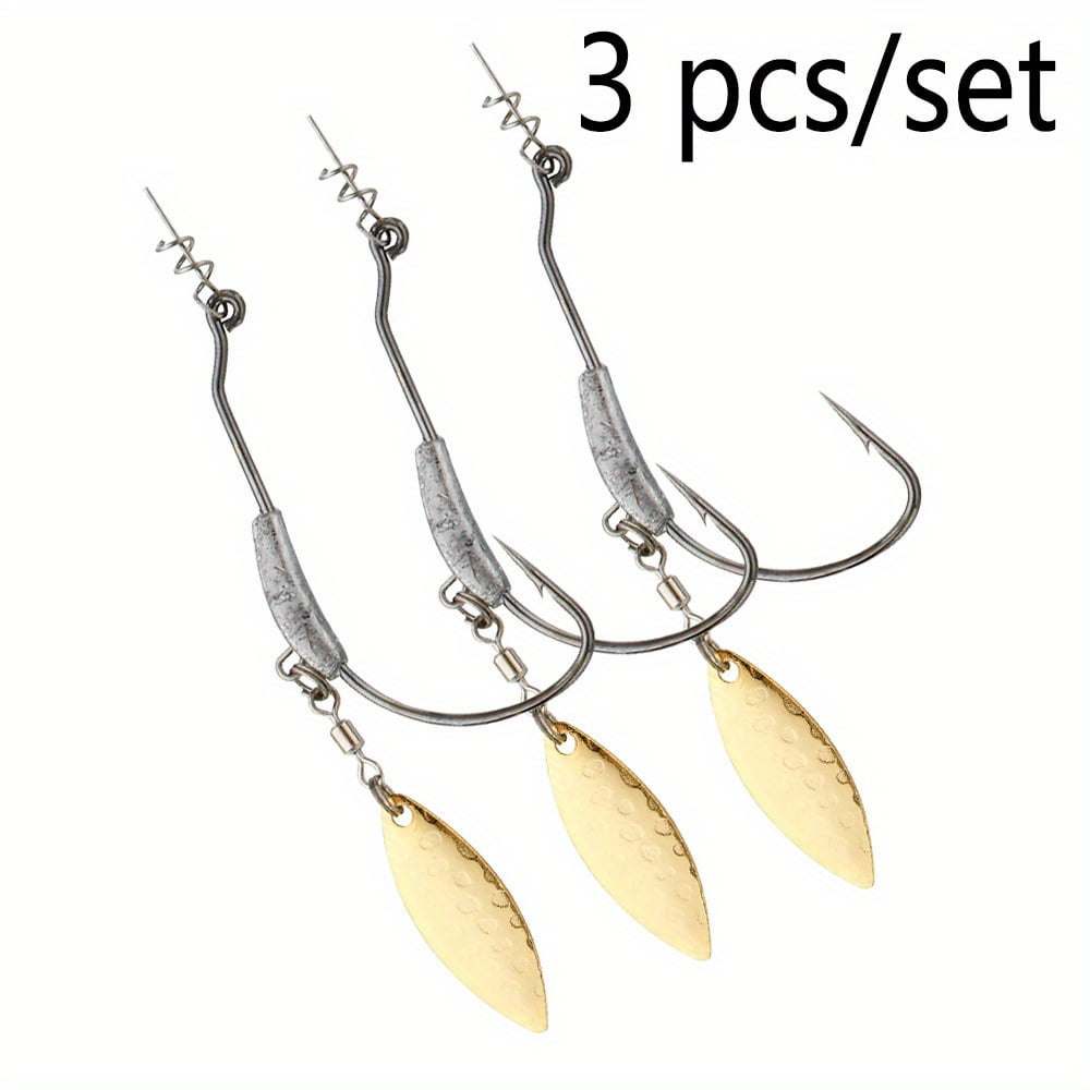 3pcs Offset Fishing Hooks Weighted Crank Hook With Spoon Sequins Fishing Hook Fish Hooks Fit For ...