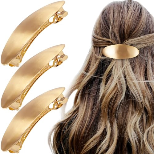 3pcs Oval Hair Barrette, Non-Slip Large Hair Clip for Women, Vintage ...
