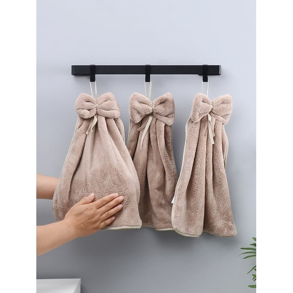 3pcs Pack Coral Fleece Creative Striped Bow Soft Absorbent Hand Towels ...