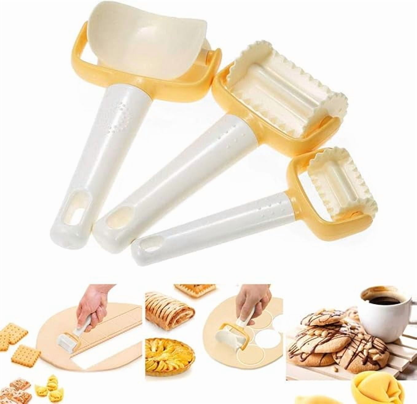 3pcs Pastry Rolling Cutter, Rolling Cookie Cutter Plastic Dough Blade ...