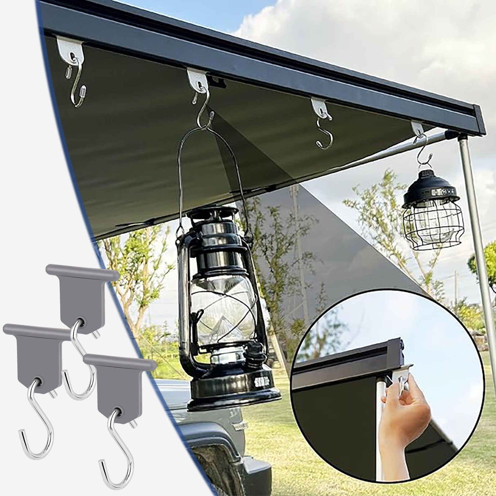 3pcs Patio Light Hooks, Rv Awning Hooks for Lights Camping Awning ...