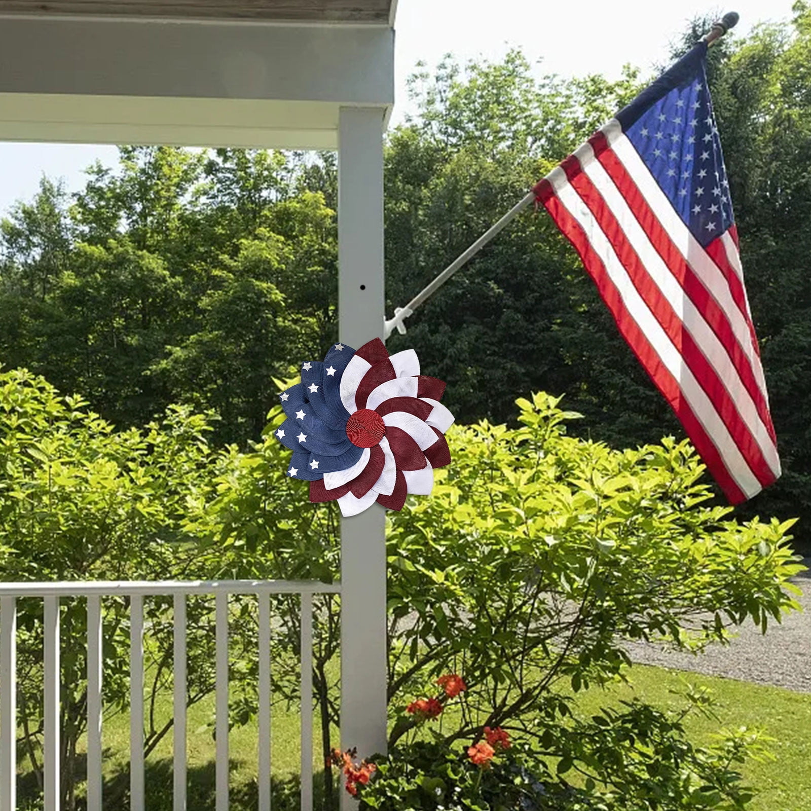 3pcs Patriotic Floral Front Door Wreath Independence Day Wreath Outside American Flag Festival ...
