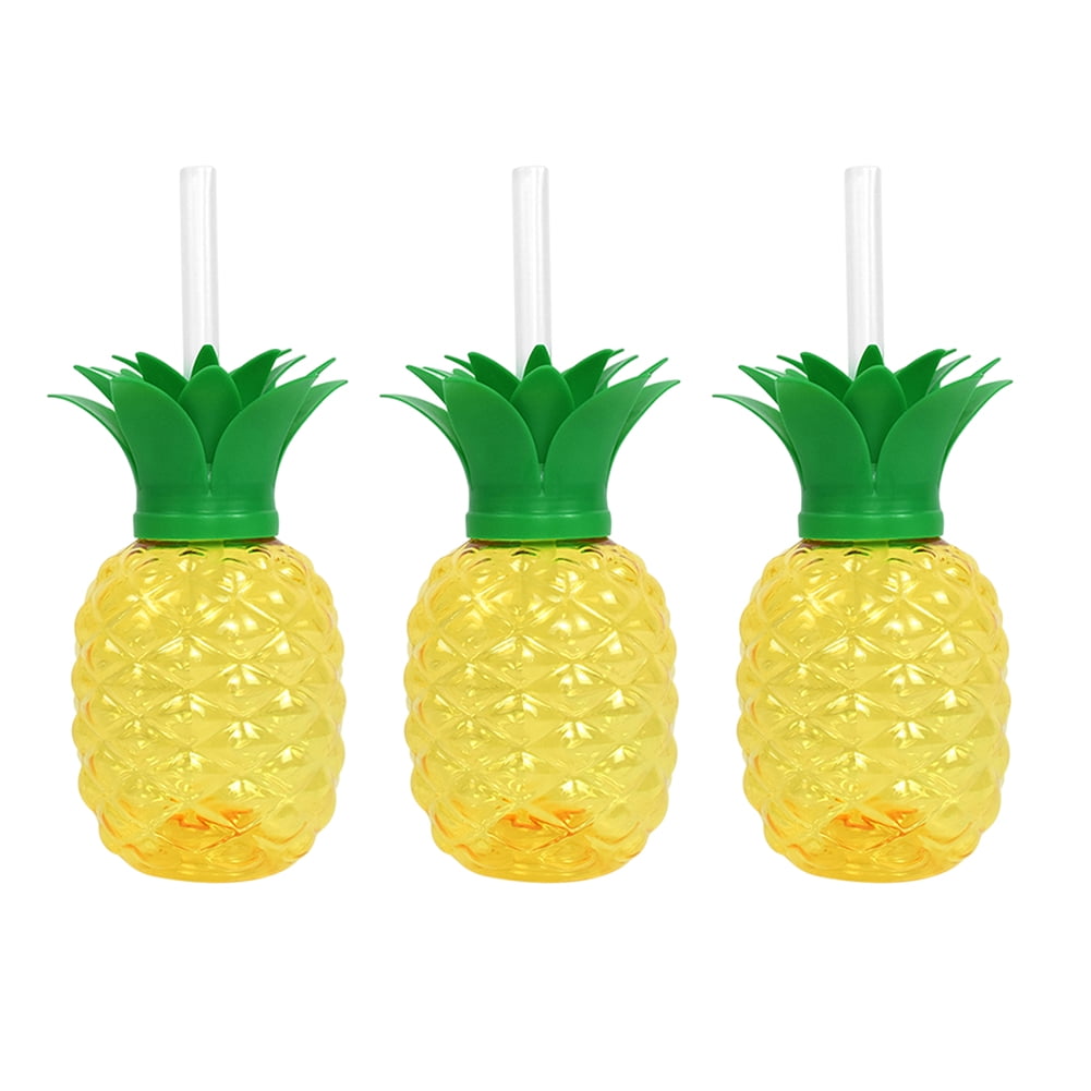 3pcs Pineapple Drinking Cup with Straw Summer Party Cup (3 pineapples ...