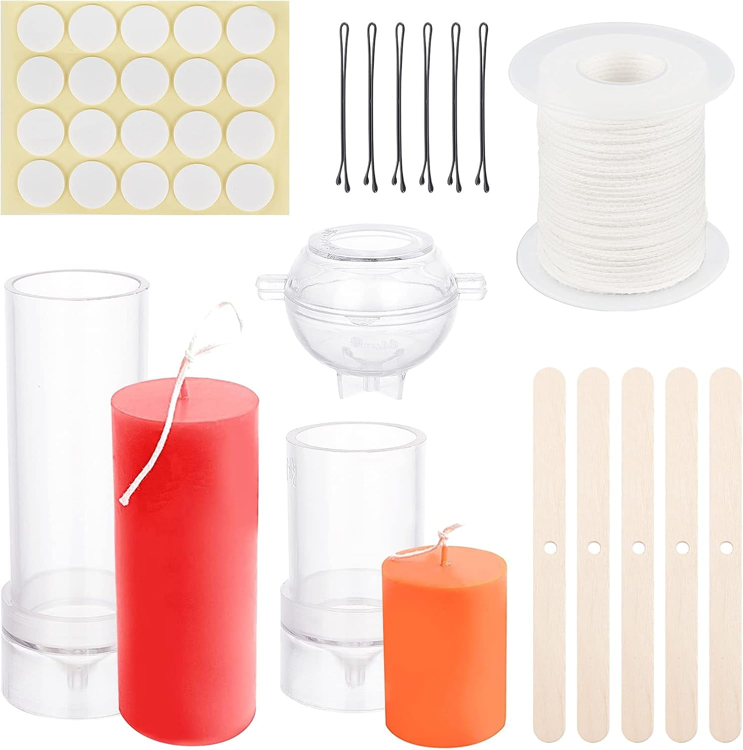 3pcs Plastic Candle Molds Column Round Shape Candle Molds Transparent ...