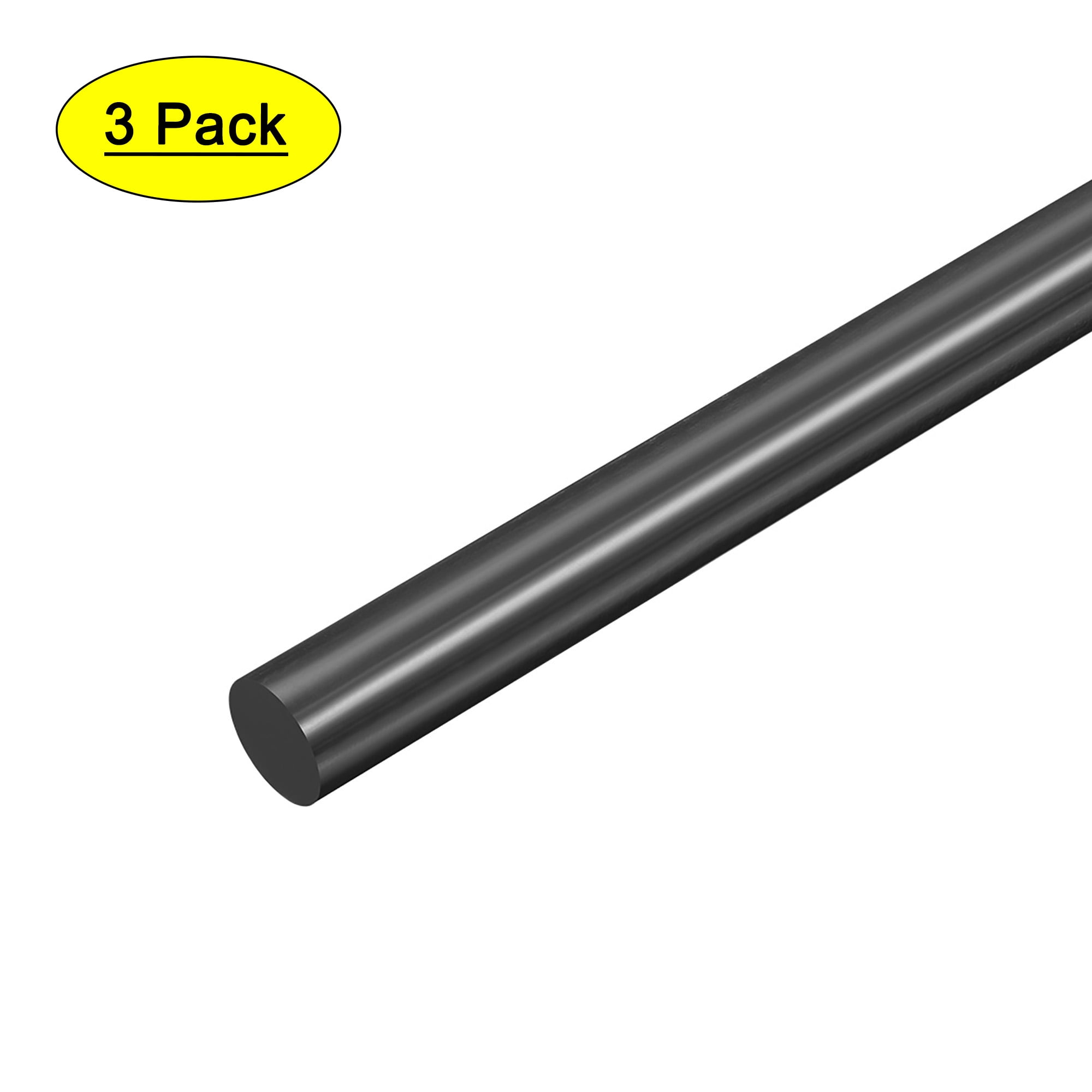 3pcs Plastic Round Rod 1/2" Dia 20" Length Black (POM) Polyoxymethylene ...