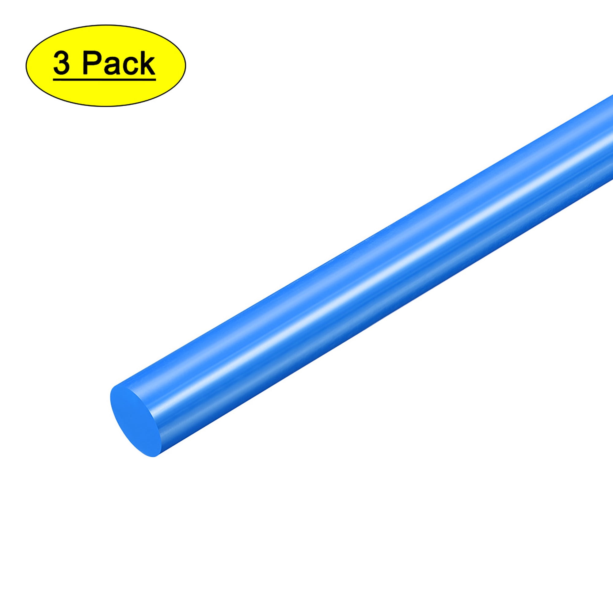 3pcs Plastic Round Rod 1/2" Dia 20" Length Blue (POM) Polyoxymethylene ...