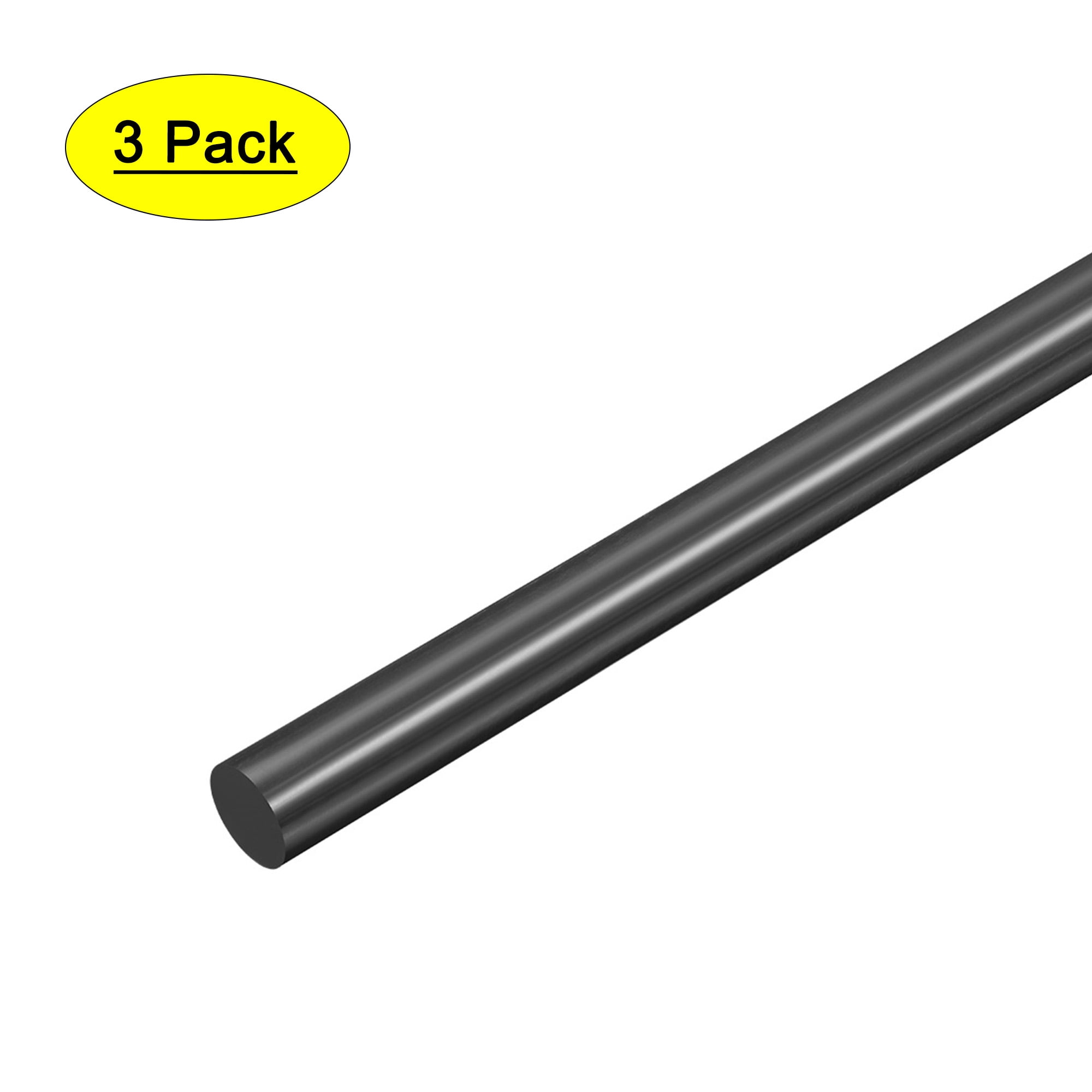 3pcs Plastic Round Rod 1/4" Dia 20" Length Black (POM) Polyoxymethylene ...