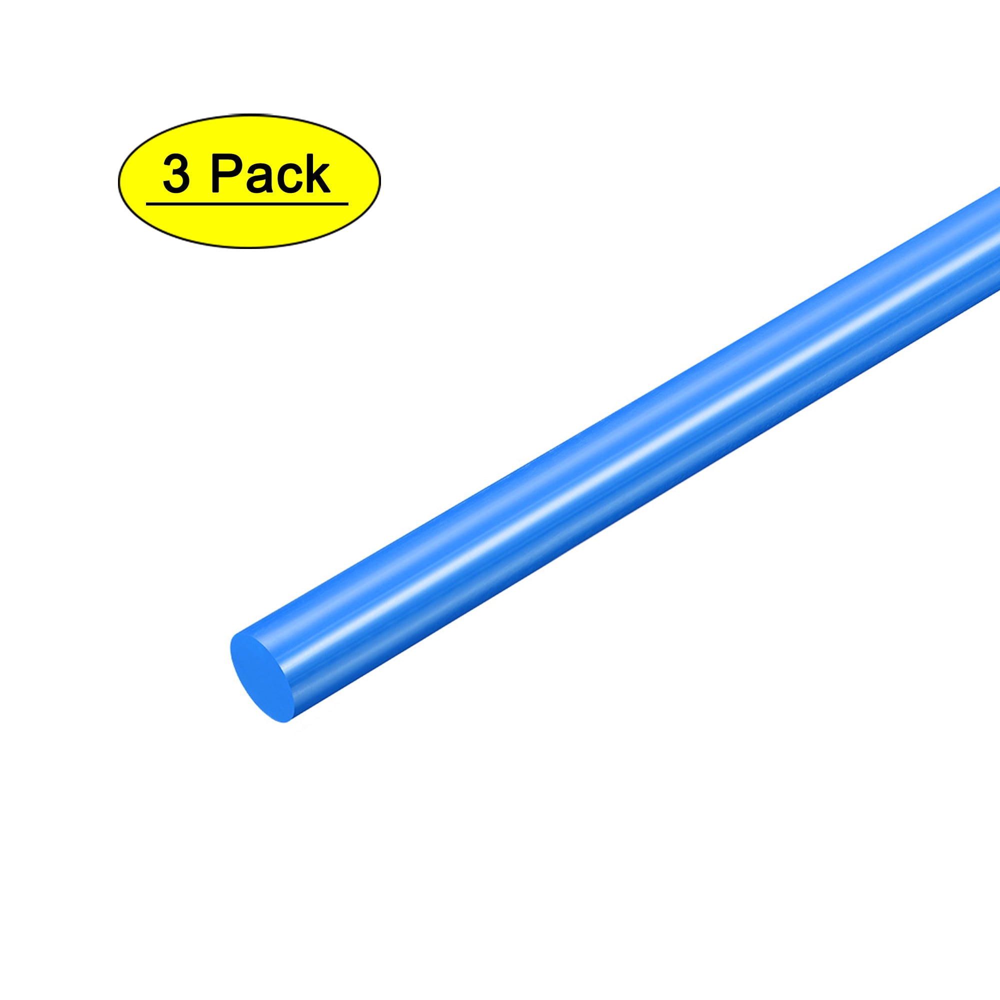 3pcs Plastic Round Rod 1/4" Dia 20" Length Blue (POM) Polyoxymethylene ...