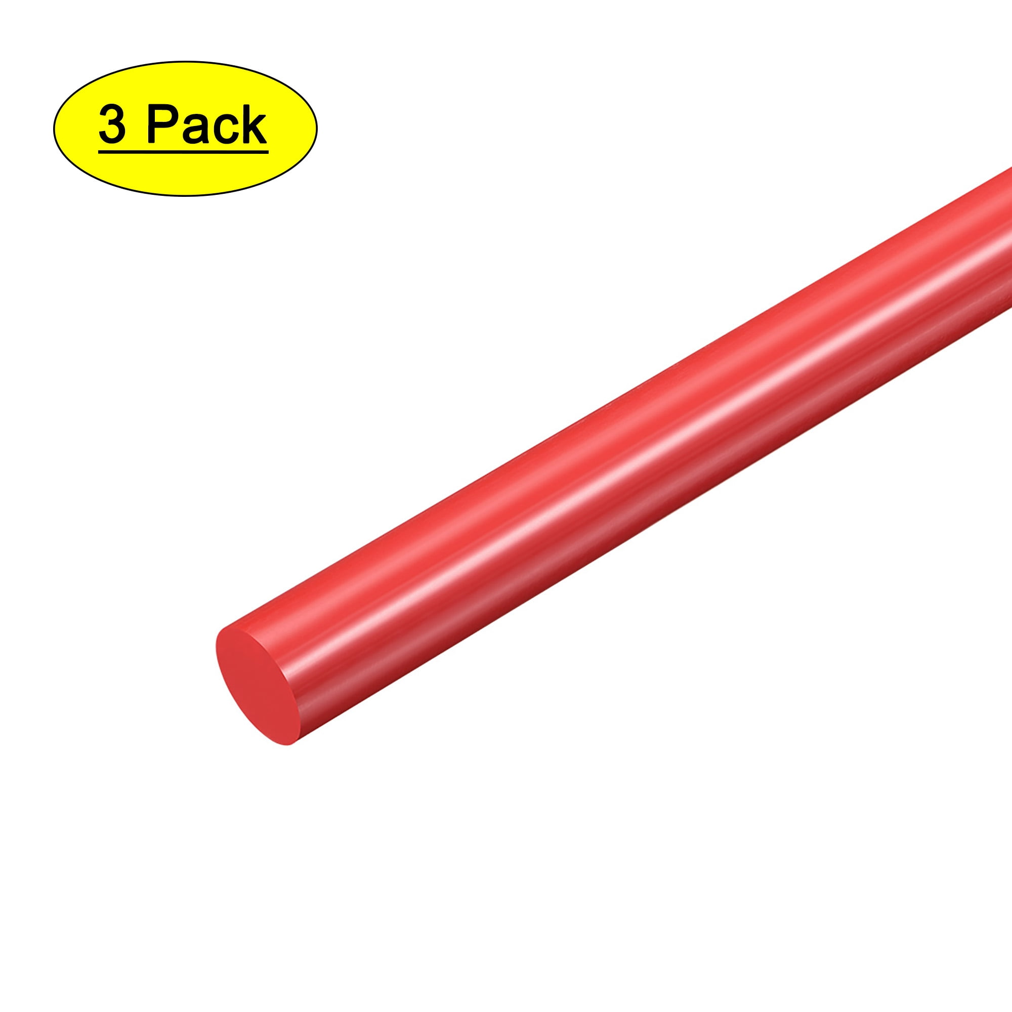 3pcs Plastic Round Rod 3/8" Dia 20" Length Red (POM) Polyoxymethylene ...
