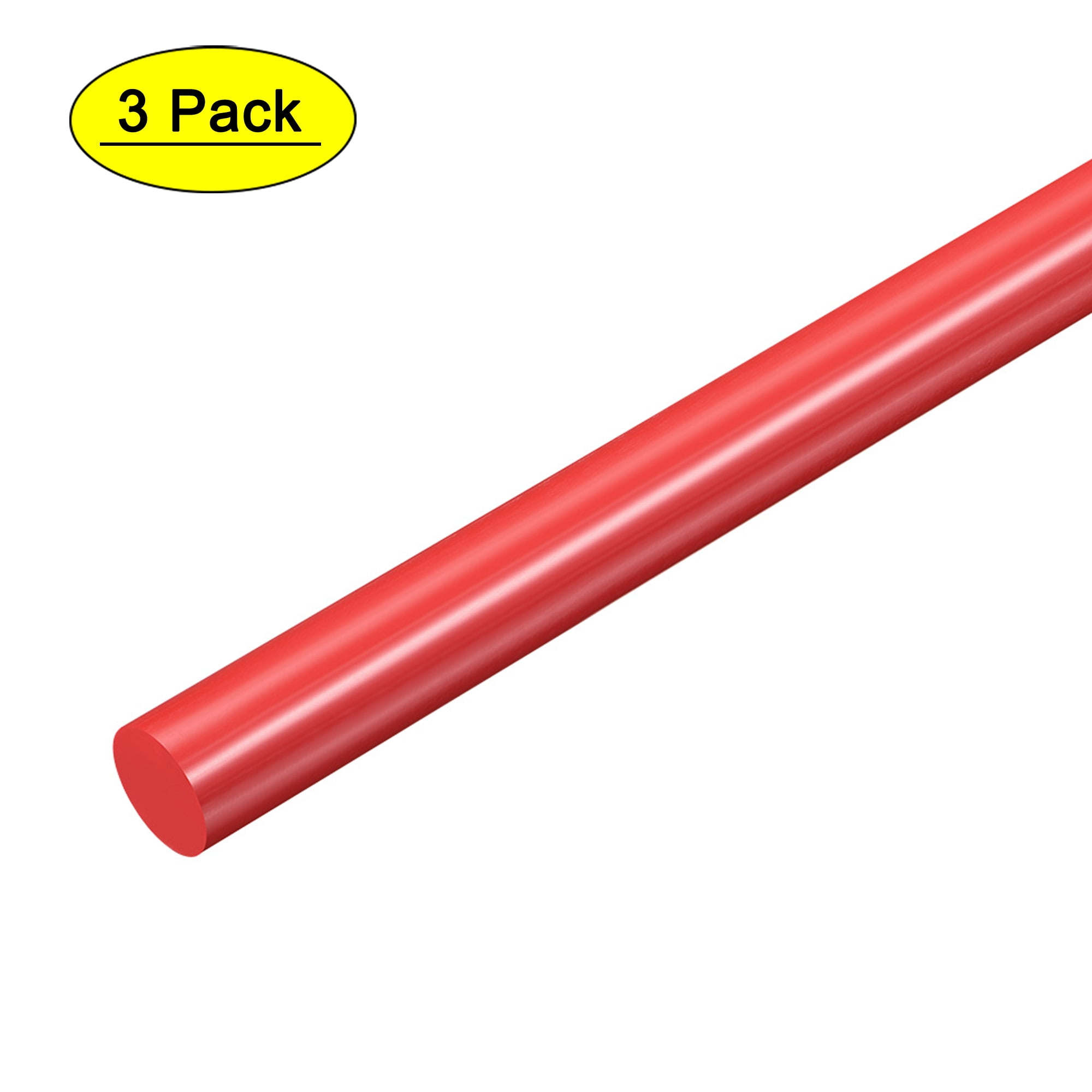 3pcs Plastic Round Rod 5/16" Dia 20" Length Red (POM) Polyoxymethylene ...