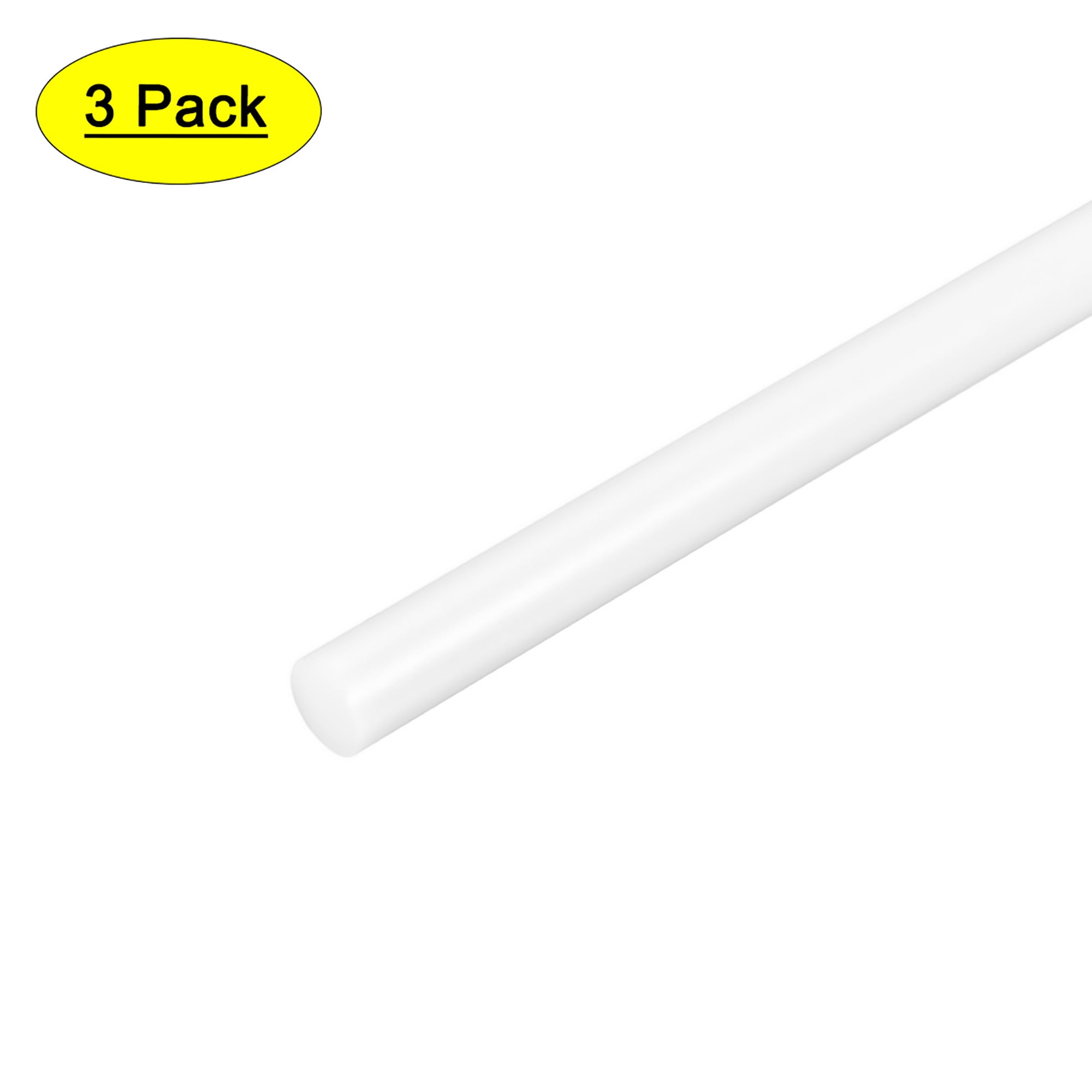 3pcs Plastic Round Rods 1/4" Dia 20" Length White (POM ...