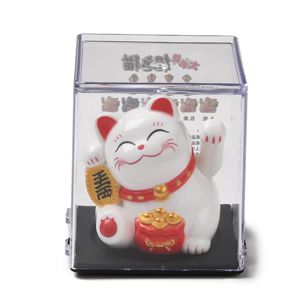 3pcs Plastic Solar Powered Japanese Lucky Cat Figurines for Home Car ...
