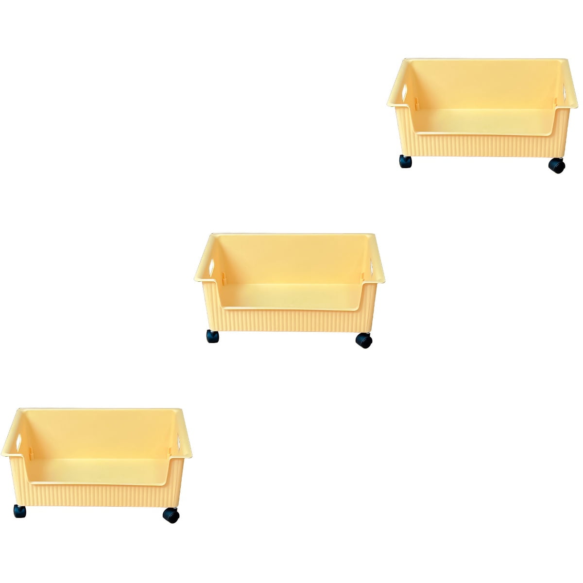 3pcs Plastic Storage Box Under Desk Bookshelf on Wheels Students ...