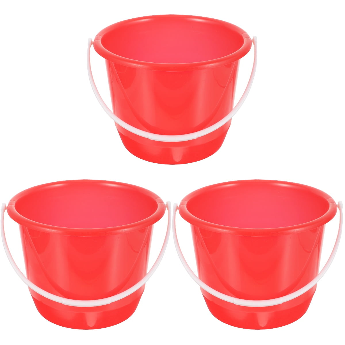 FONDOTIN Set of 3 Red Plastic Buckets with Handles for Home, Dormitory ...