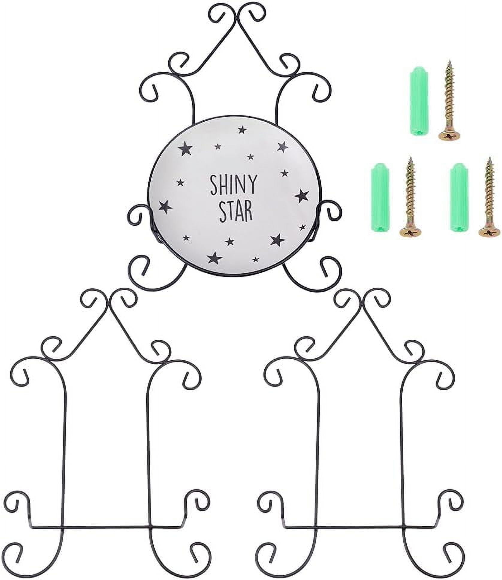 3pcs Plate Hangers Iron Display Wall Mount Black Metal Plate Rack Wall ...
