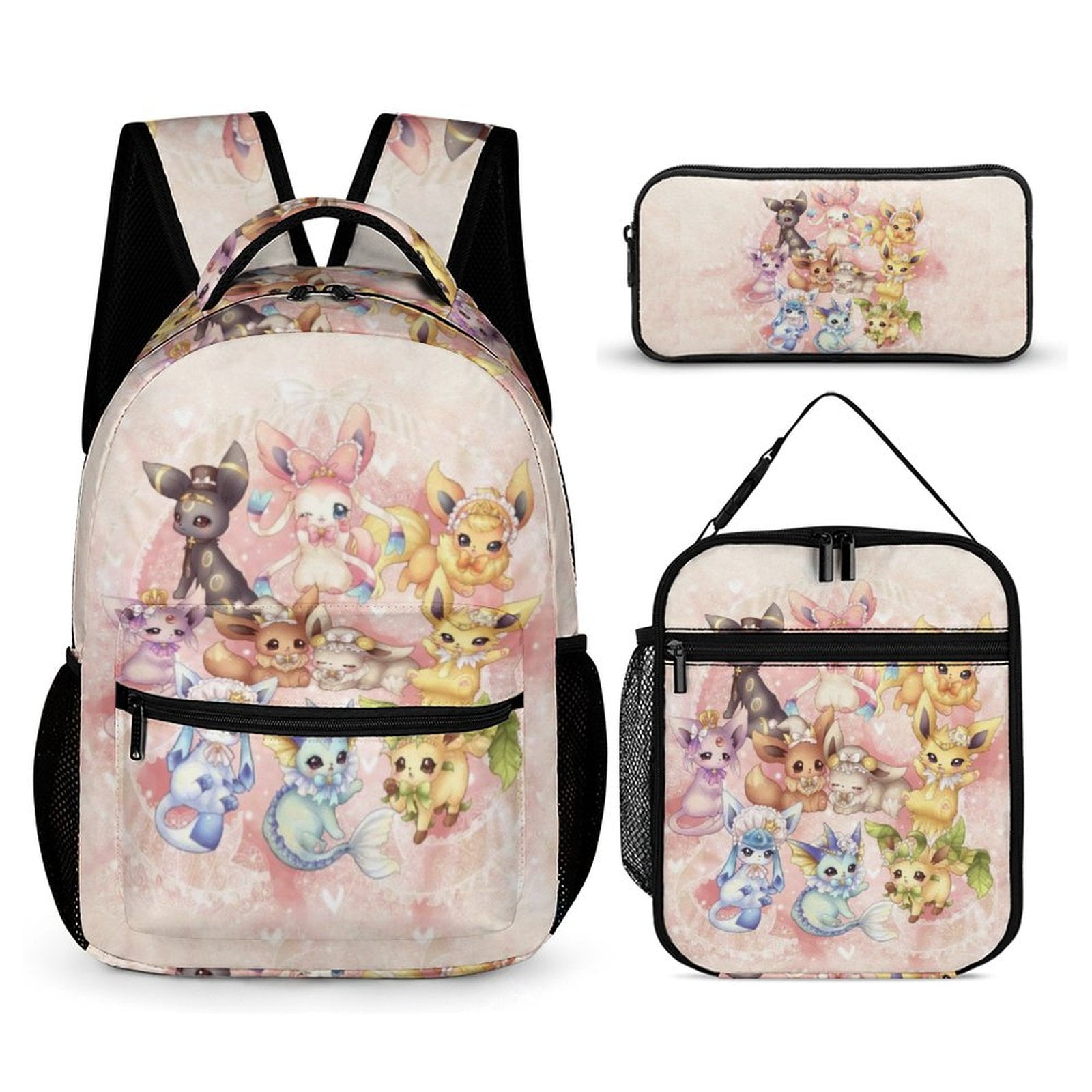 3pcs Poke-Mon_ee Backpack Set, Multi-functional Laptop Bag 17in Water ...