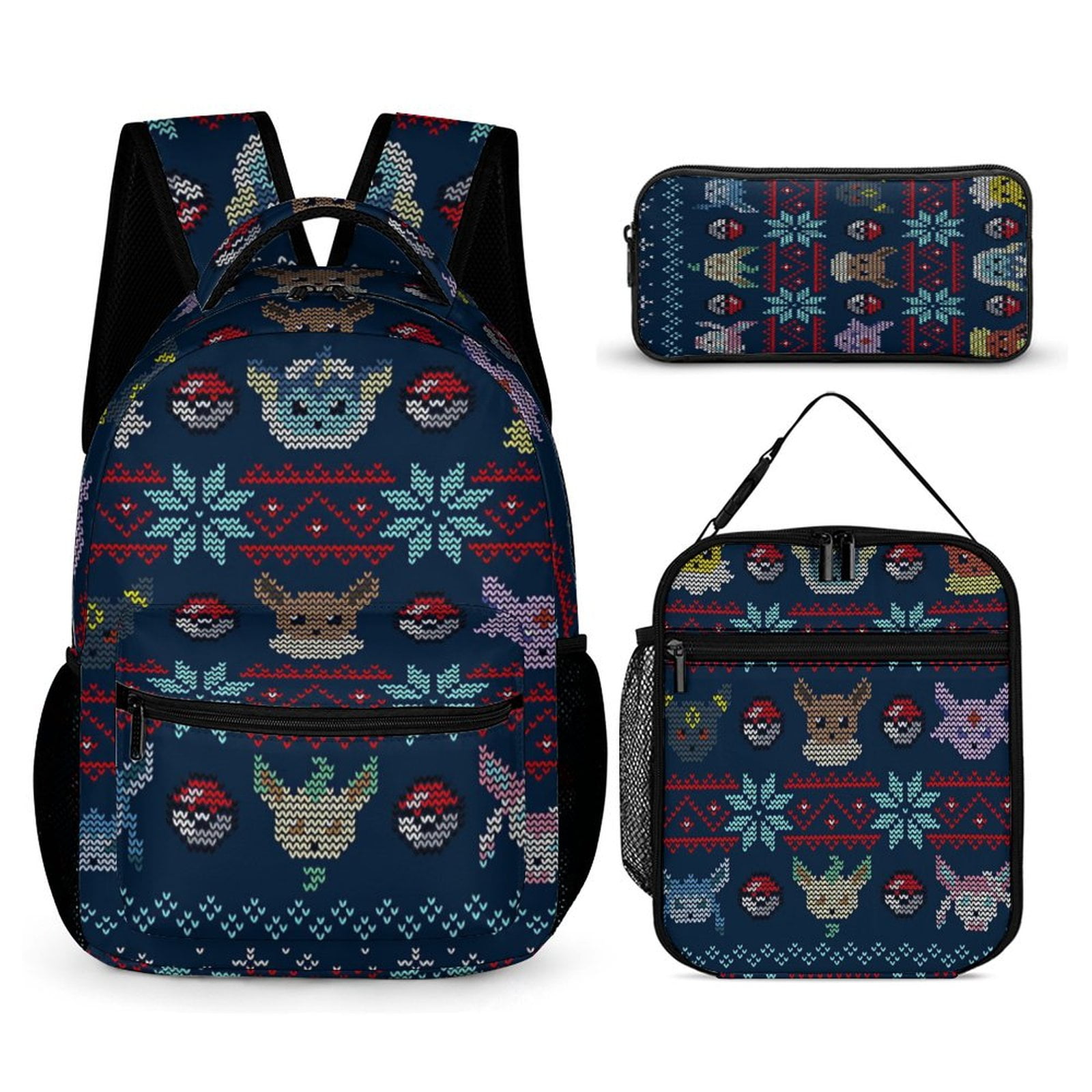 3pcs Poke-Mon_ee Backpack Set, Multi-functional Laptop Bag 17in Water ...