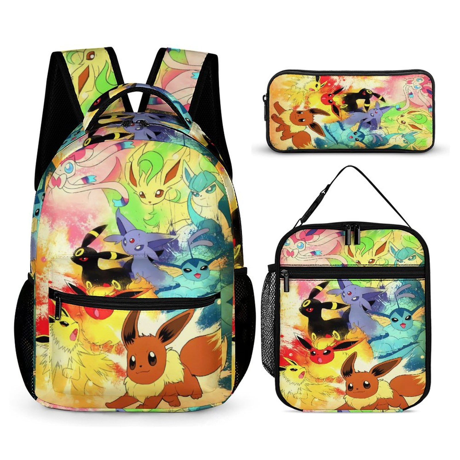 3pcs Poke-Mon_ee Backpack Set, Multi-functional Laptop Bag 17in Water ...