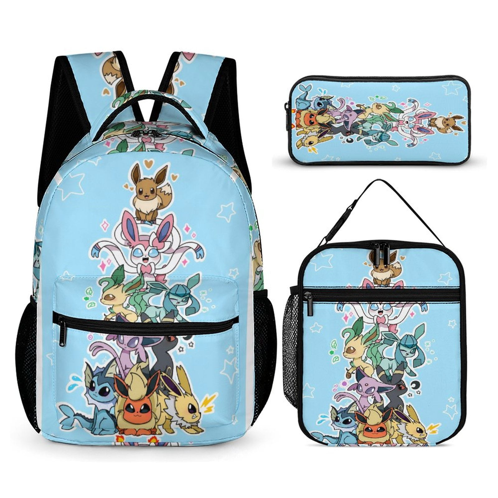 3pcs Poke-Mon_ee Backpack Set, Multi-functional Laptop Bag 17in Water ...