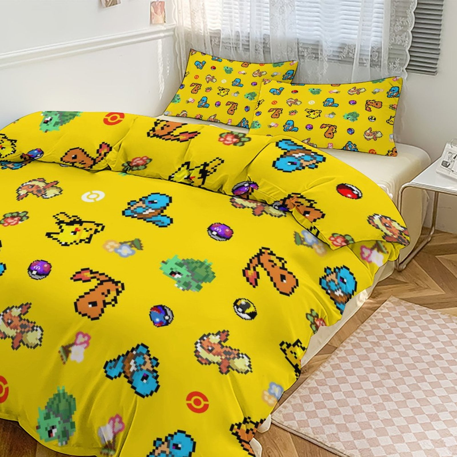 3pcs Pokemon Cartoon Comforter Set with 1 Comforter Cover 2 Pillow ...