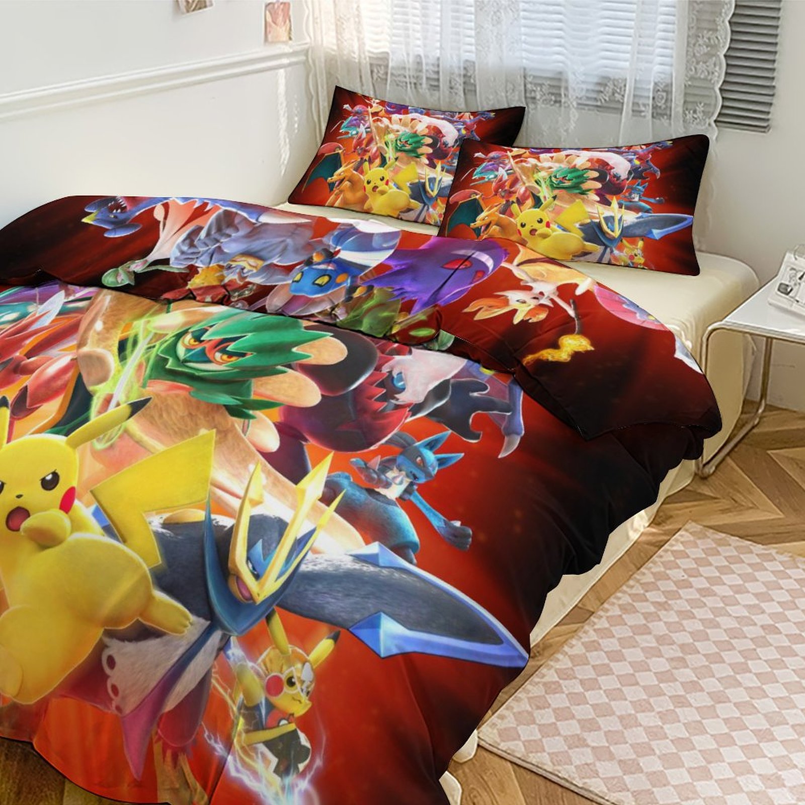 3pcs Pokemon Cartoon Comforter Set with 1 Comforter Cover 2 Pillow ...