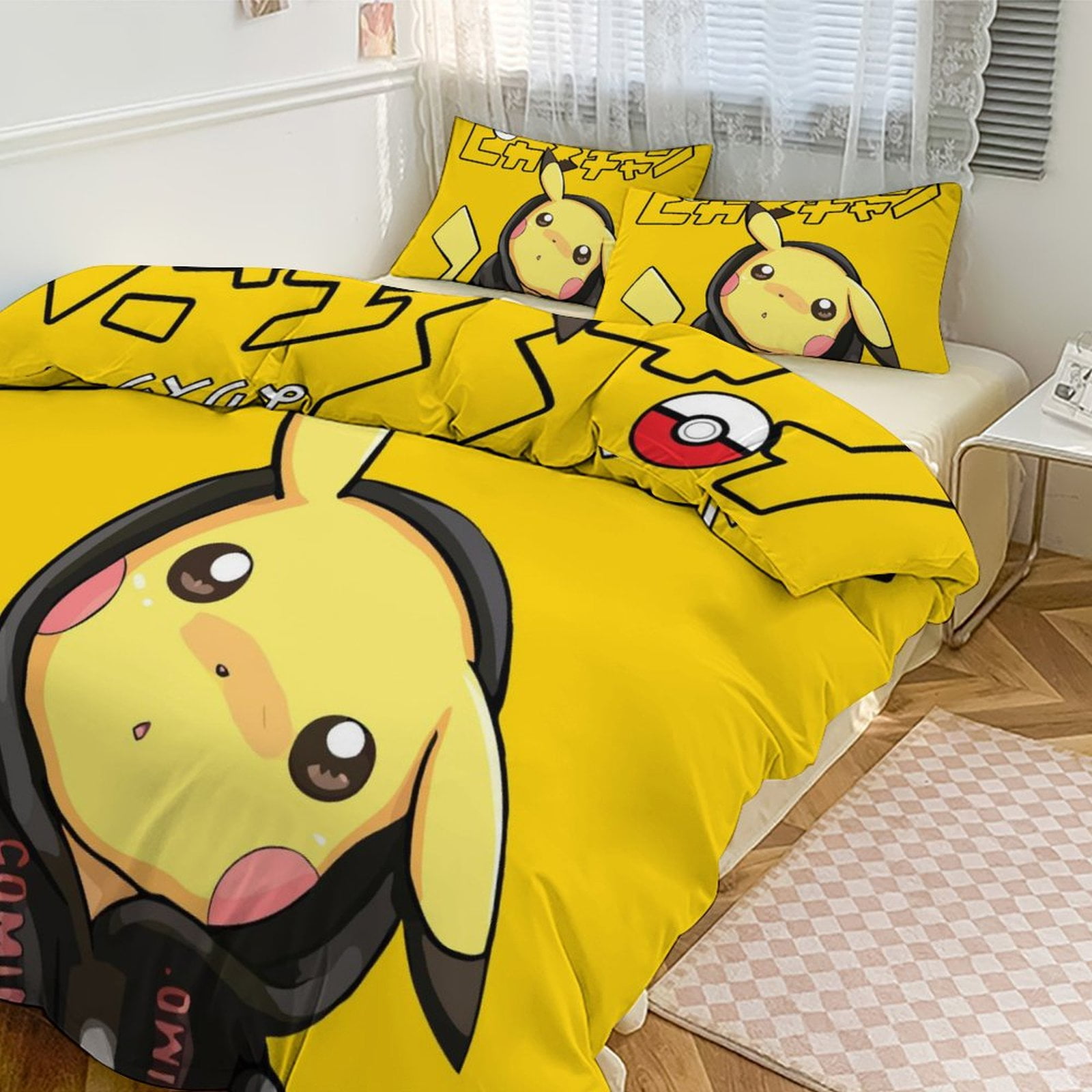 3pcs Pokemon Cartoon Comforter Set with 1 Comforter Cover 2 Pillow ...