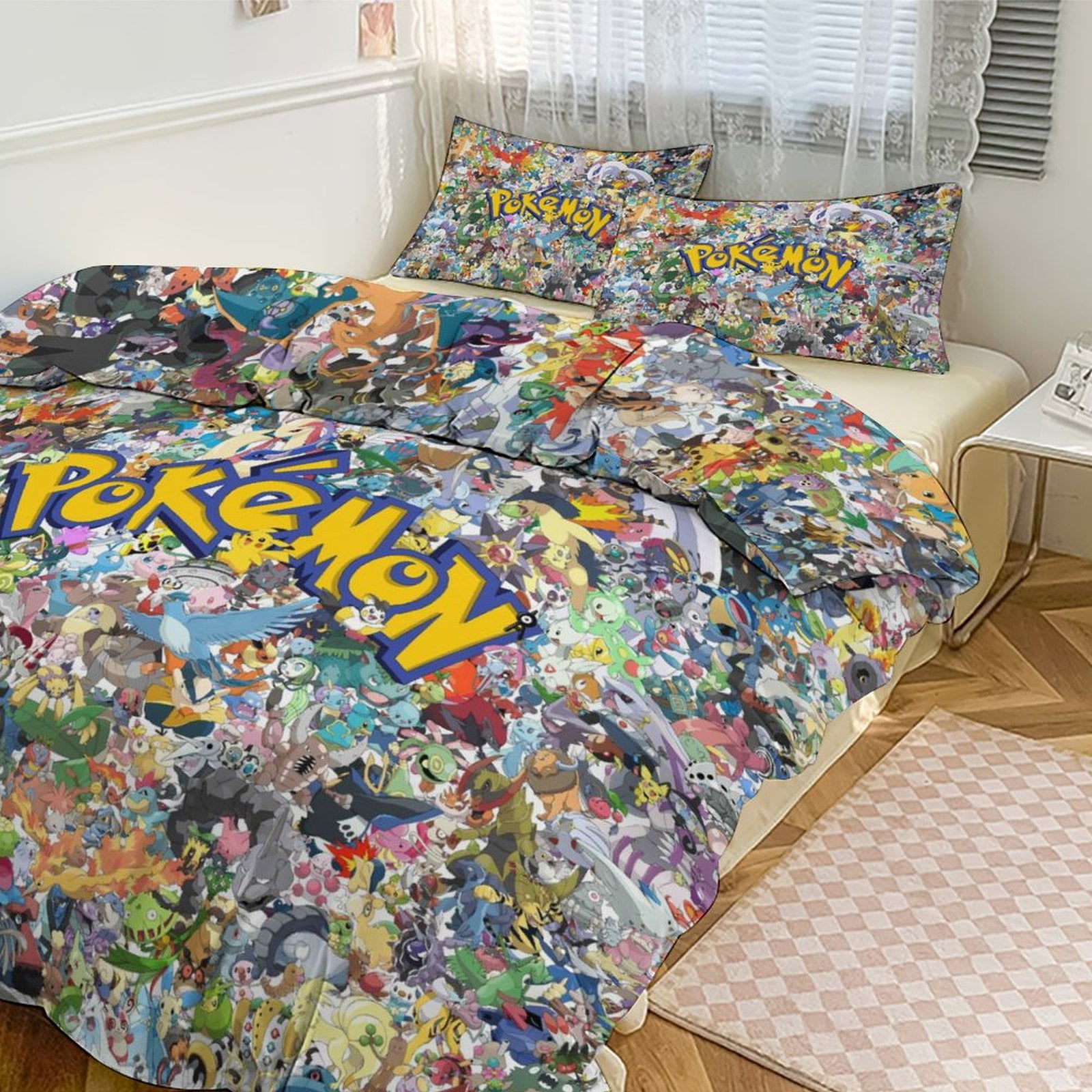 3pcs Pokemon Cartoon Comforter Set with 1 Comforter Cover 2 Pillow ...