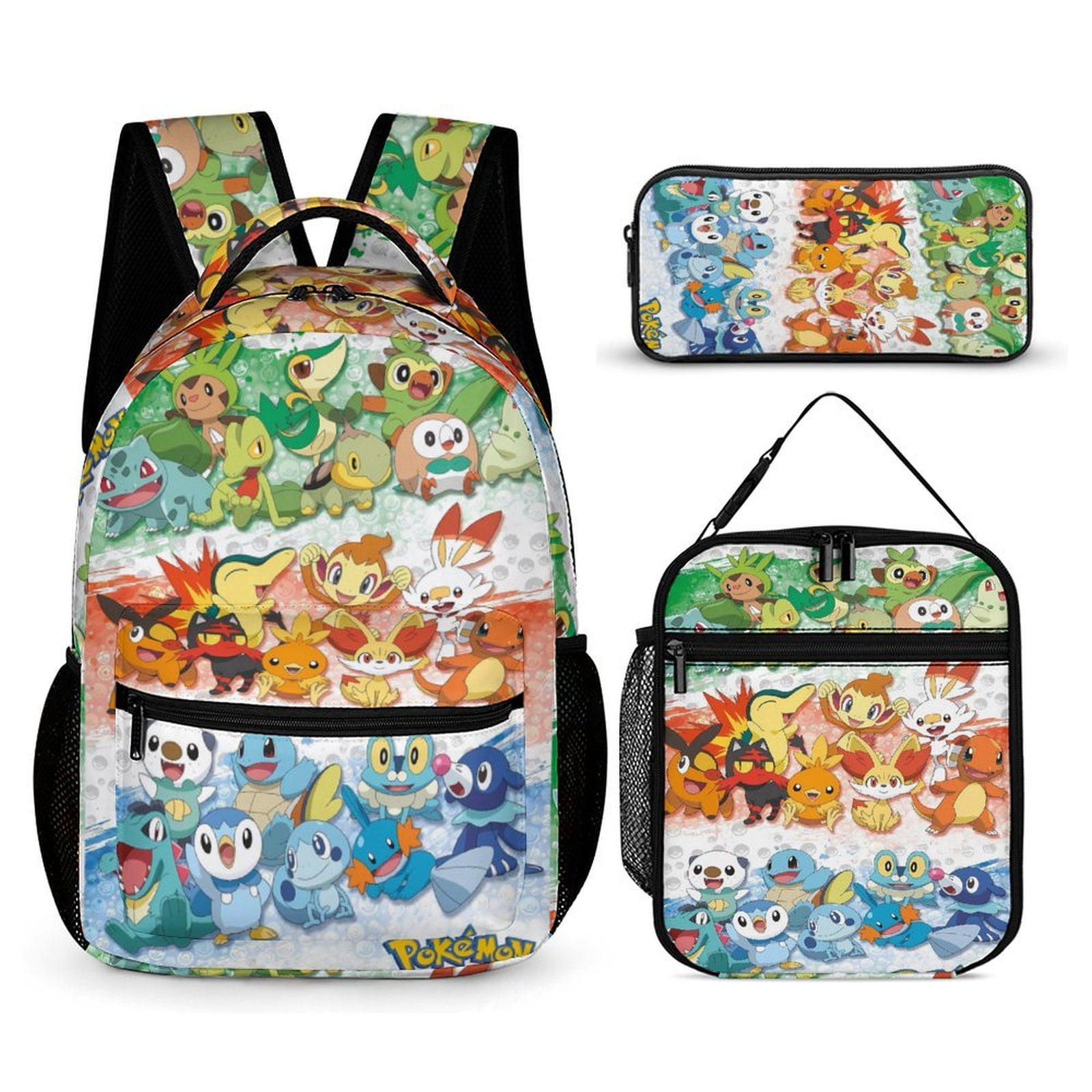 3pcs Pokemon_Pika Backpack Set, Multi-functional Laptop Bag 17in Water ...
