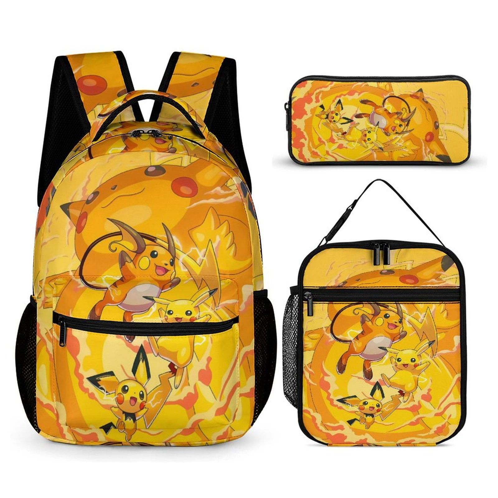 3pcs Pokemon_Pika Backpack Set, Multi-functional Laptop Bag 17in Water ...