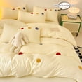 3pcs Polka Dot Embroidered Bedding Set - Soft Duvet Cover with Zipper ...