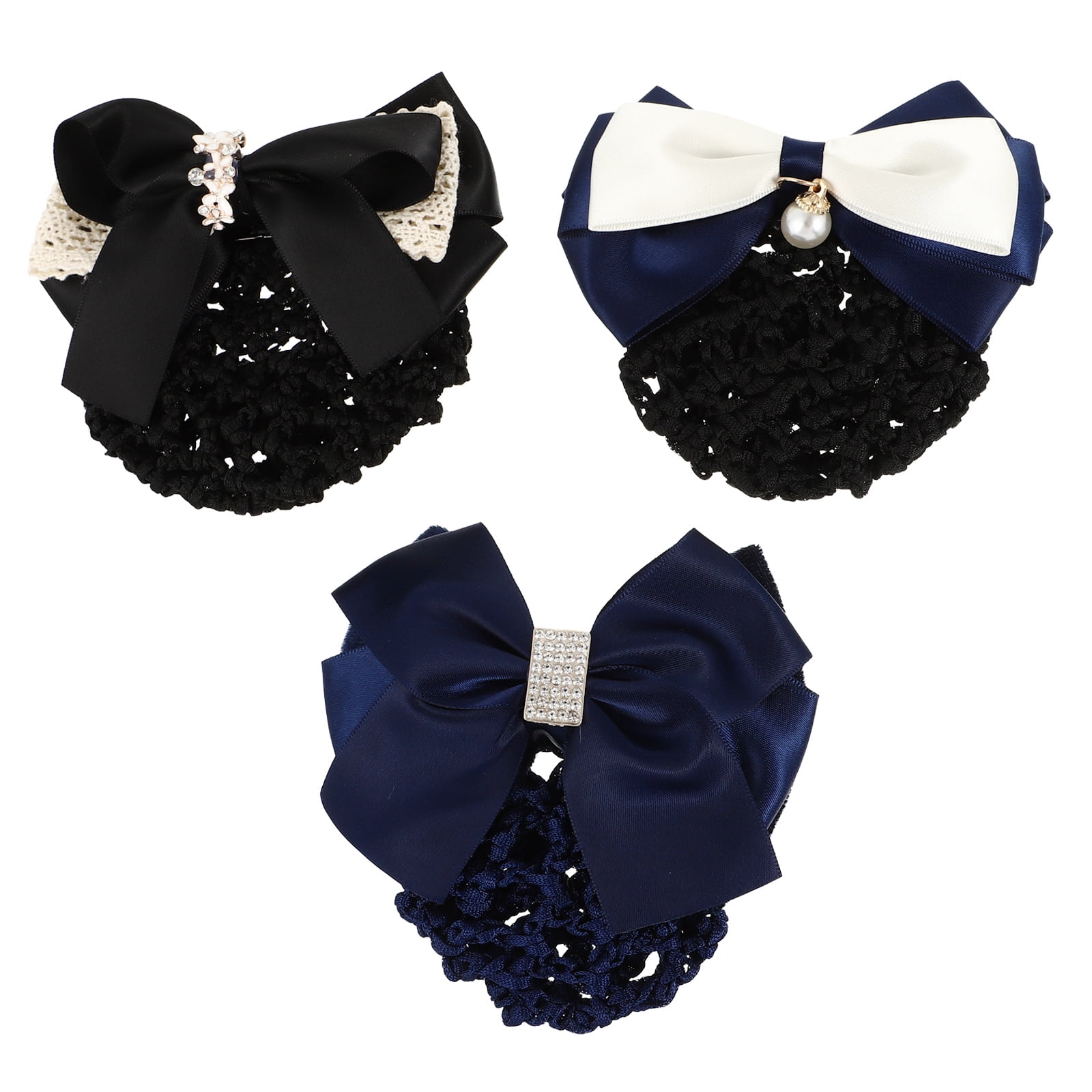 RENACLIPY Elegant Headdress Bow Snood Dark Blue Cloth 3Pcs 4.5x3.1x0 ...