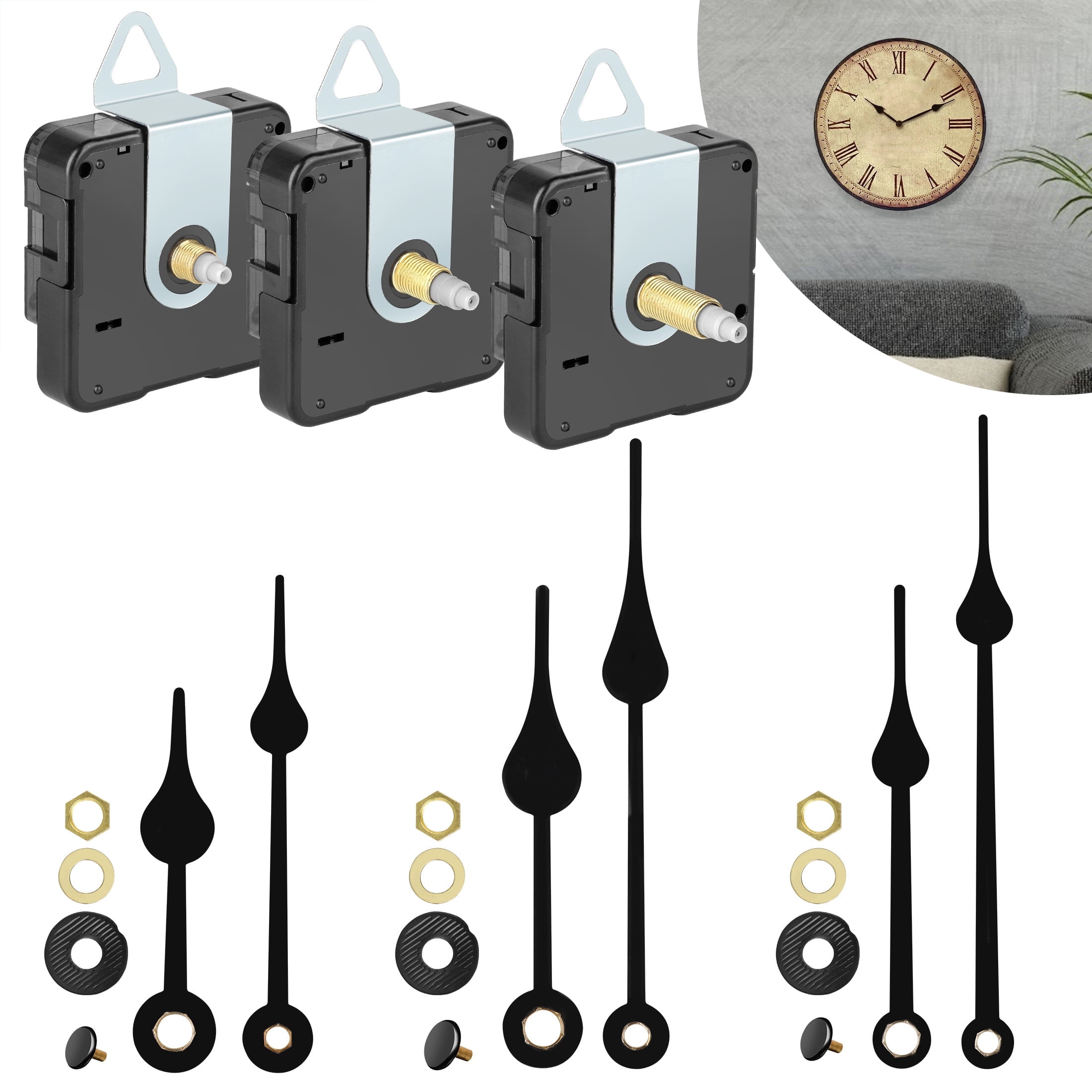 3pcs Quartz Clock Movement Kit, EEEkit DIY Repair Clock Mechanism Part ...