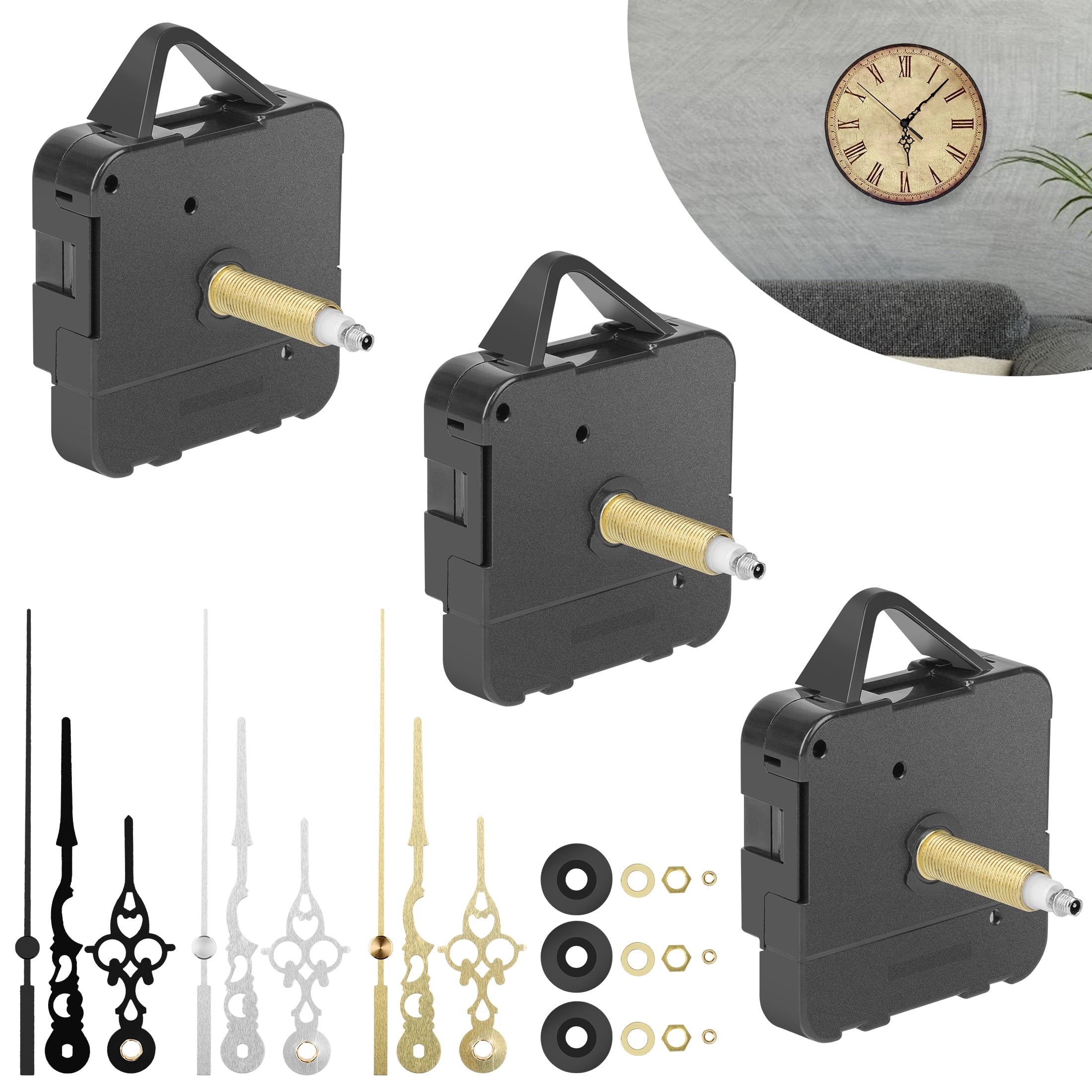 3pcs Quartz Clock Movement Kit, TSV DIY Repair Clock Mechanism Part ...