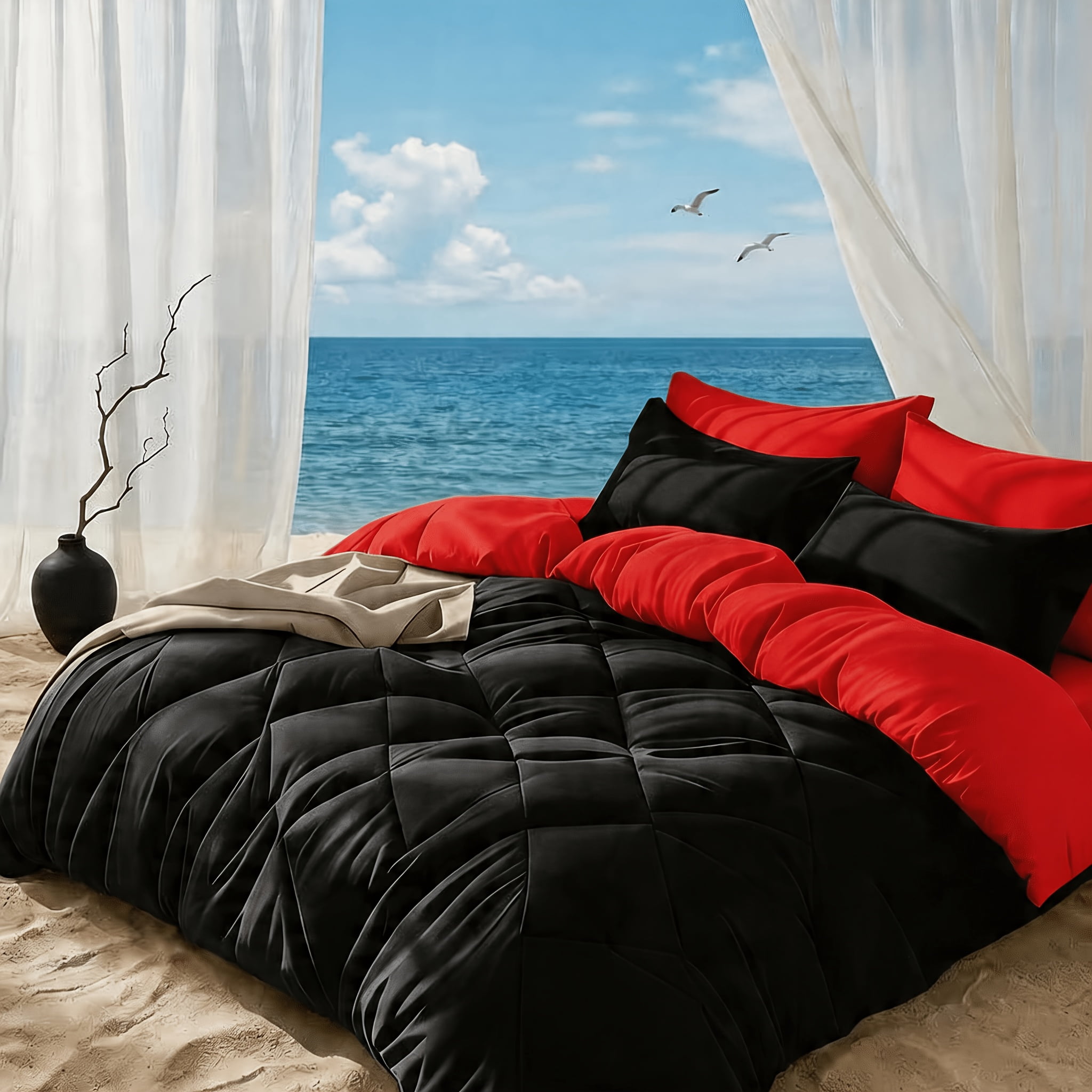 3pcs Queen cooling quilt set, solid color cooling double-sided cold ...