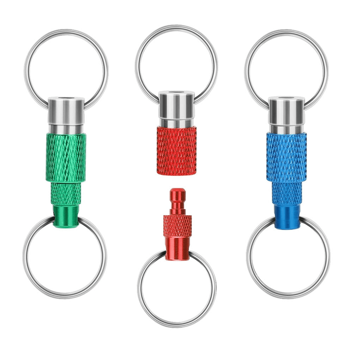 3pcs Quick Release Detachable Keychain, Double Rings Pull Apart Spring ...