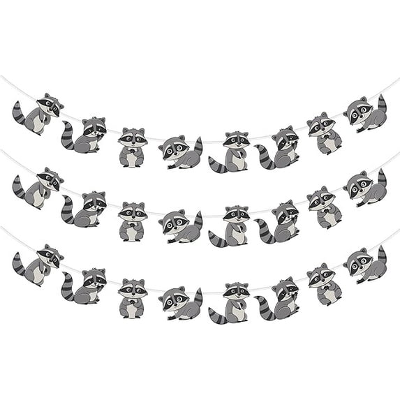 3pcs Raccoon Banner Garland, Raccoon Birthday Decorations Garland Pre ...