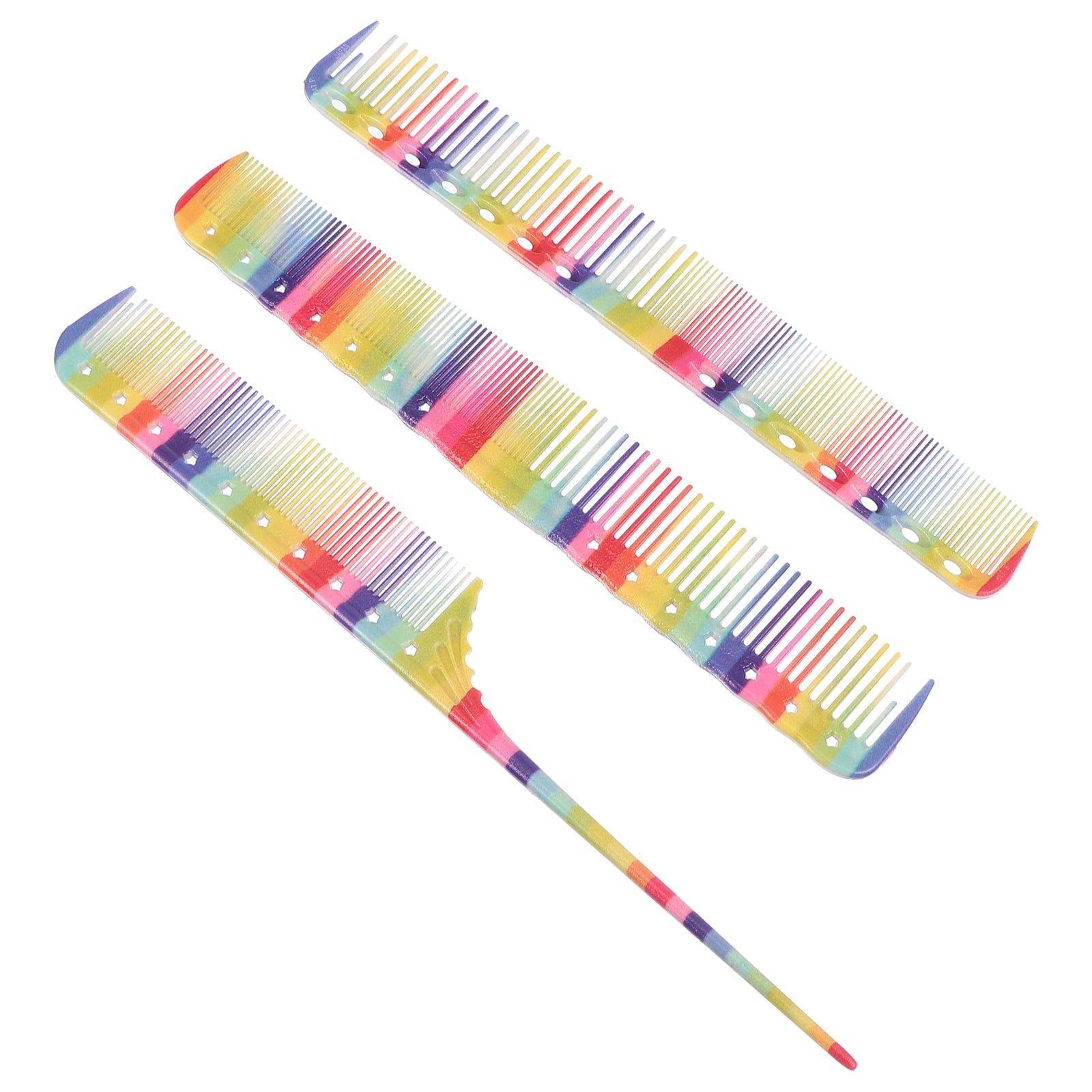 3pcs Rainbow Color Plastic Haircut Combs Barber Styling Cutting Combs ...