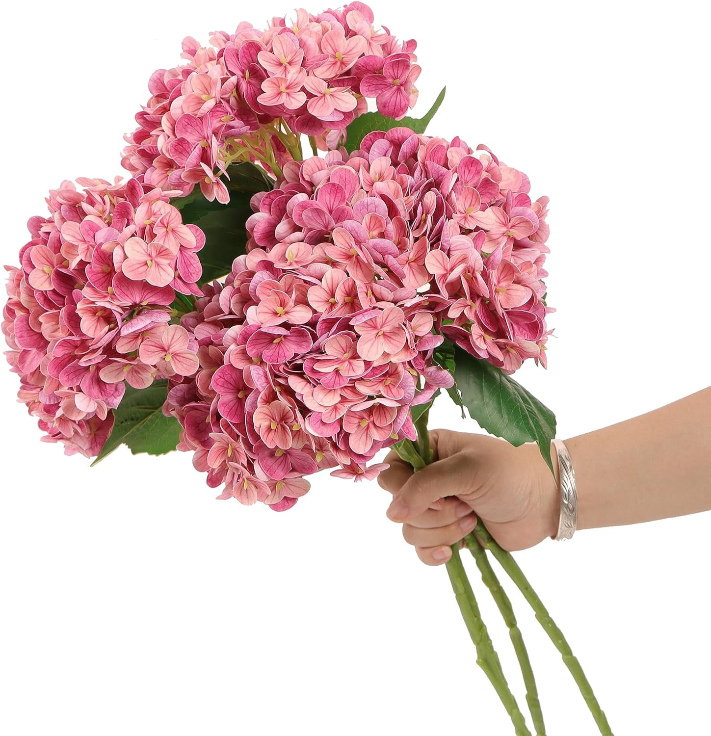 3pcs Real Touch Artificial Hydrangea Flowers, 20 Inch Long Stem Silk ...